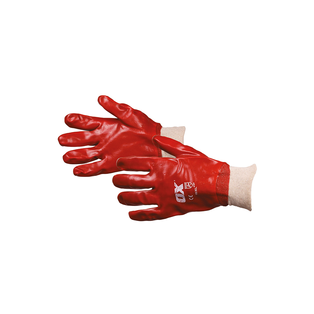 Red PVC Knit Wrist Gloves Large Product