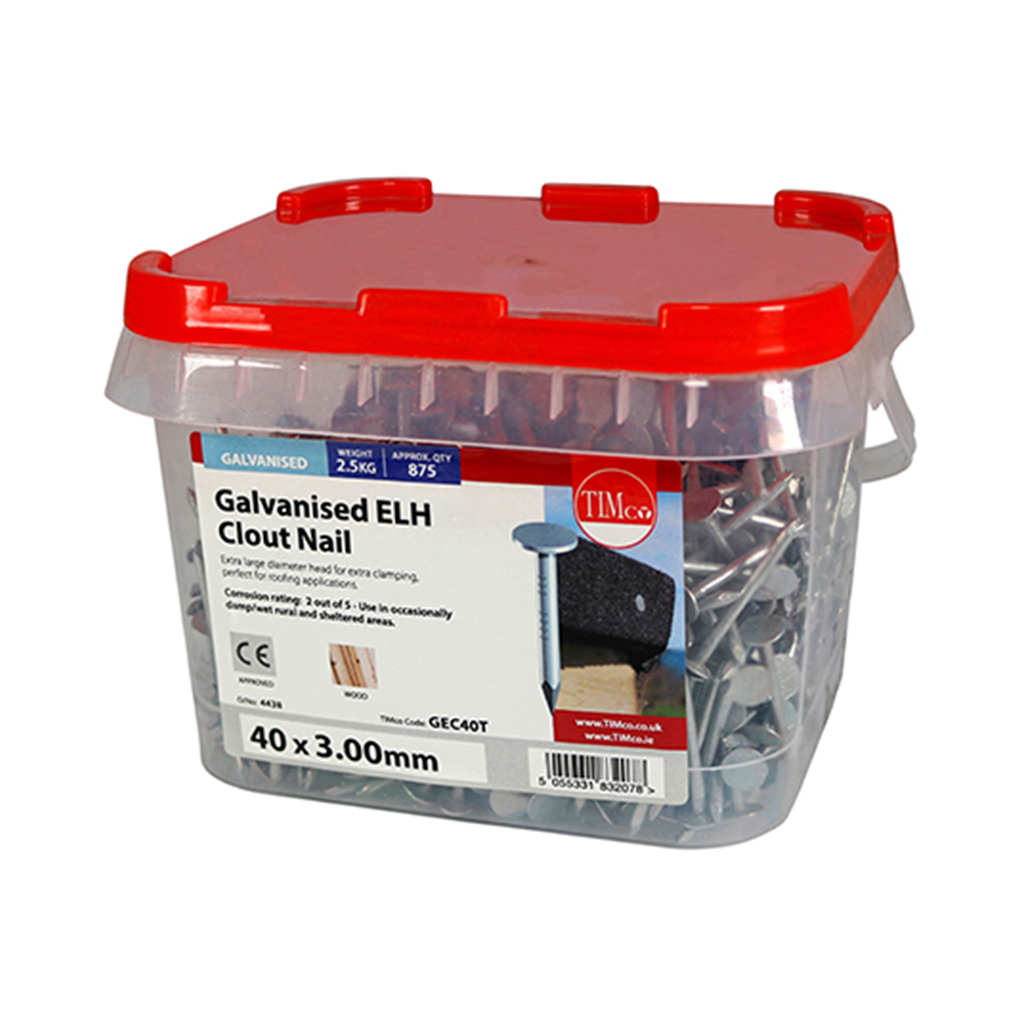 Timco Clout Nail ELH Galvanised 40x3.00 (2.5kg) 40mm Product