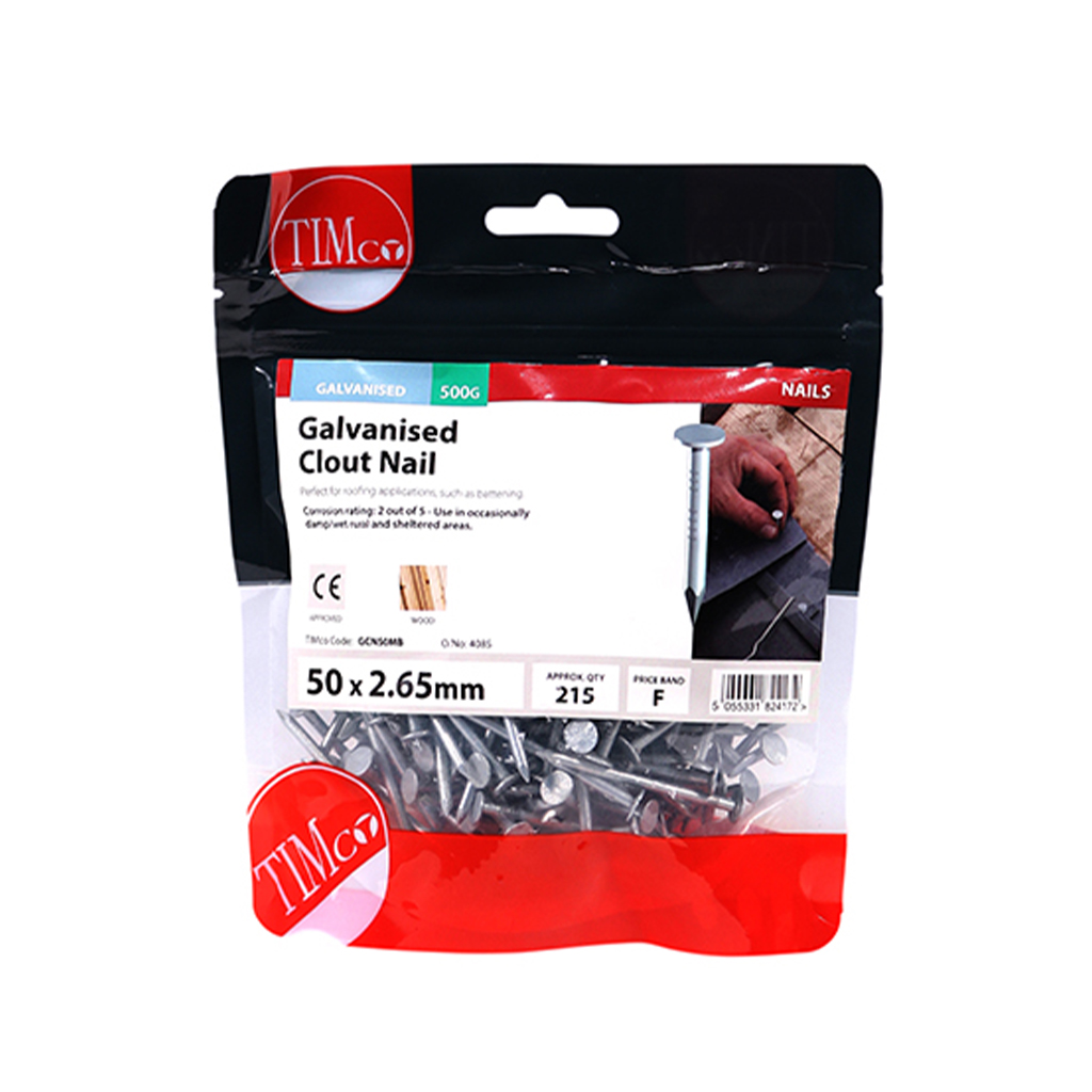 Timco Clout Nail Galvanised 50x2.65 (0.50kg) 50mm Product