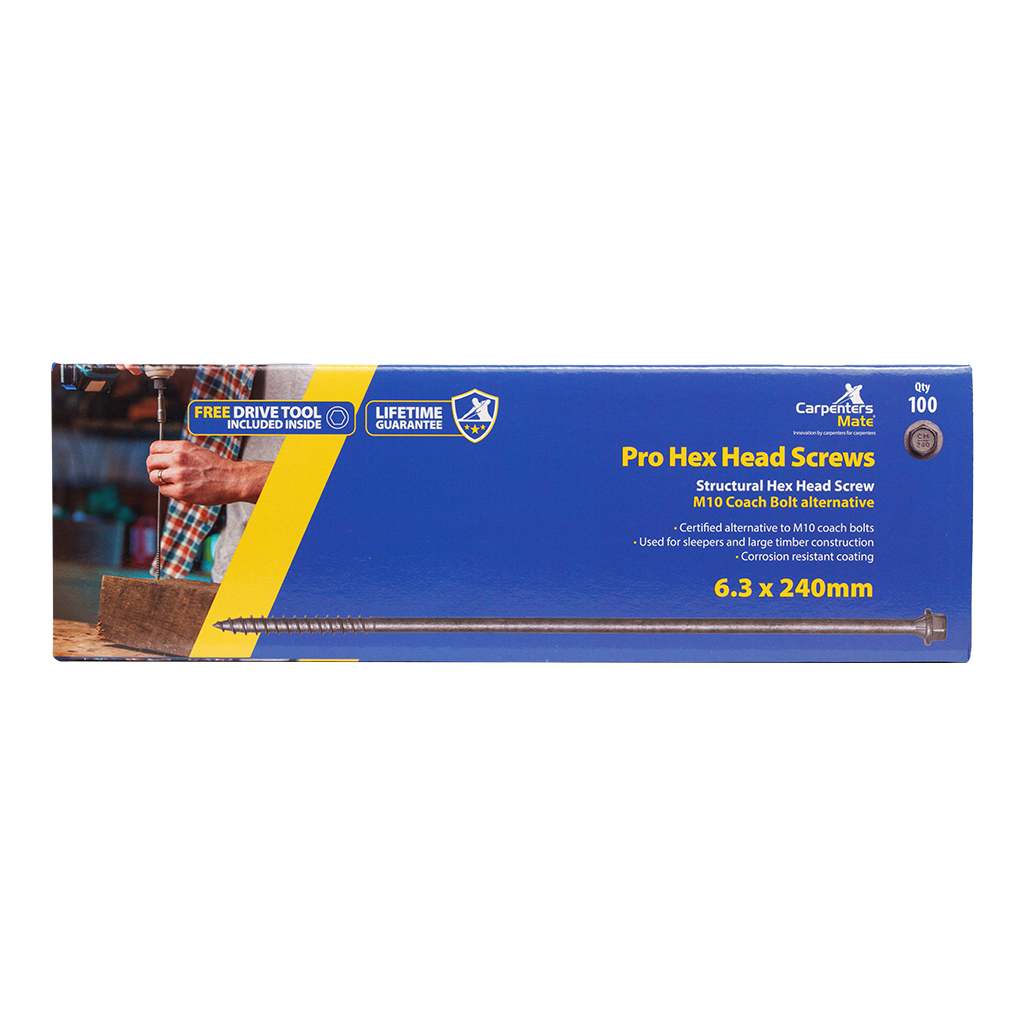 Carpenters Mate Pro Hex Head Screw - 240mm Pack of 100 Product