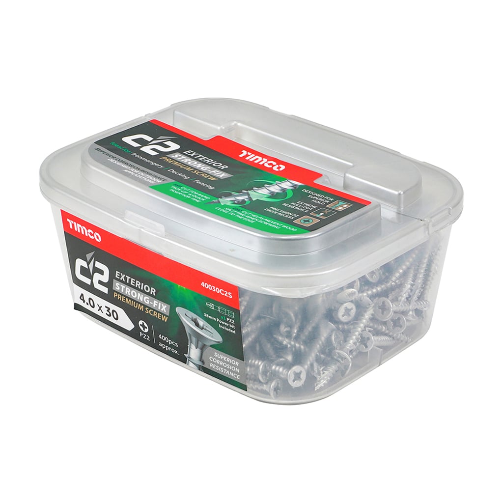 Timco C2 PZ Double Countersunk Multi Purpose Exterior Screws - 4.0x30 ...