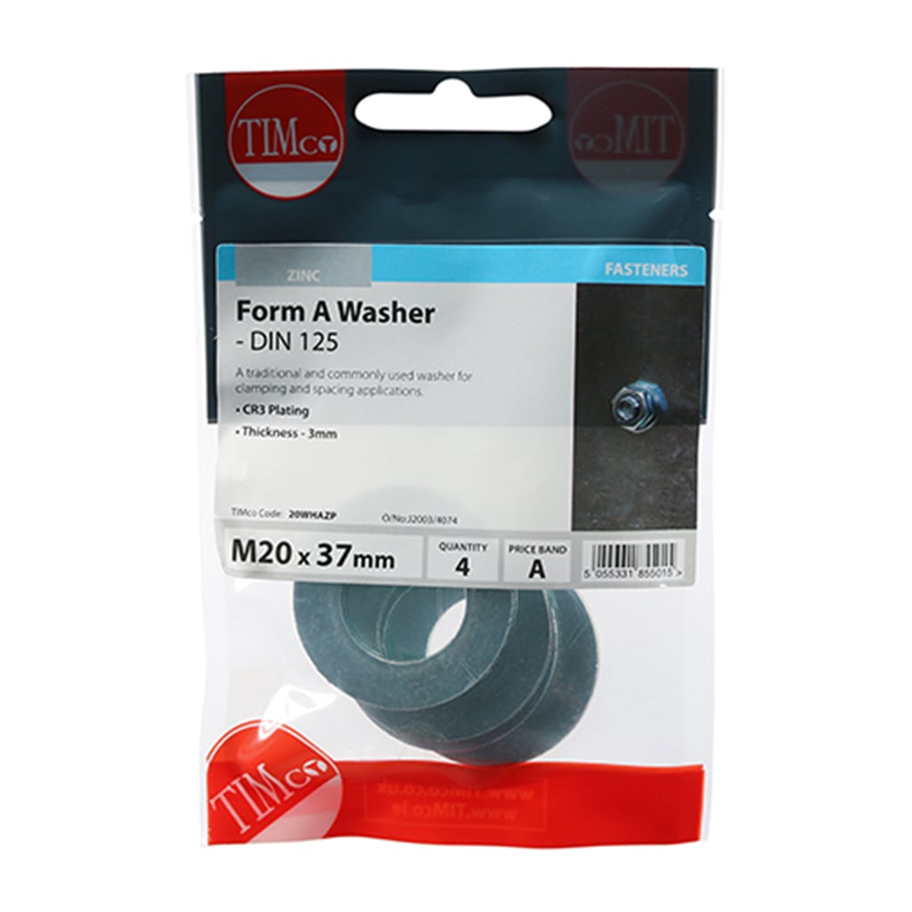 Timco Form A Washers - Zinc - M20 (4Pk) Product