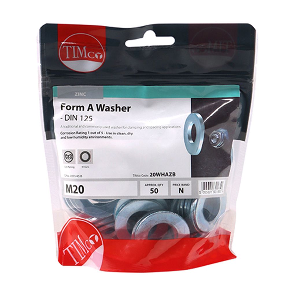 Timco Form A Washers - Zinc - M20 (50Pk) Product
