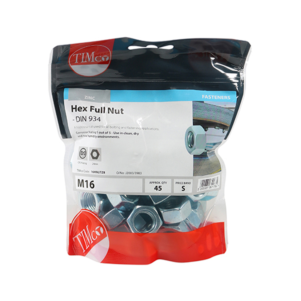 Timco Zinc Hex Nut M16 (45Pk) Product