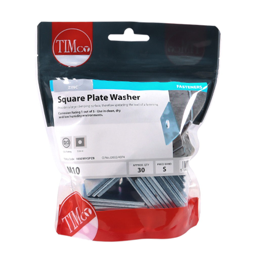 Timco Square Plate Washers - Zinc (30Pk) - M12x50x50x3mm Product