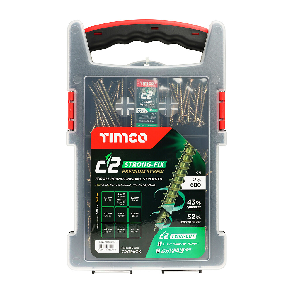 Timco C2 Mixed PZ2 Double Countersunk Multi Purpose Screws Grab Pack ...